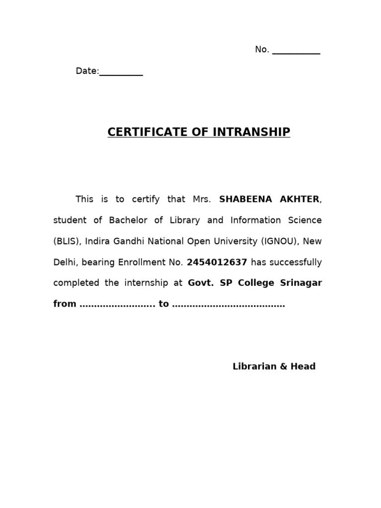 Internship Certificate Final | PDF