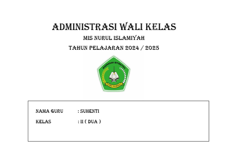 Cover Administrasi Wali Kelas | PDF