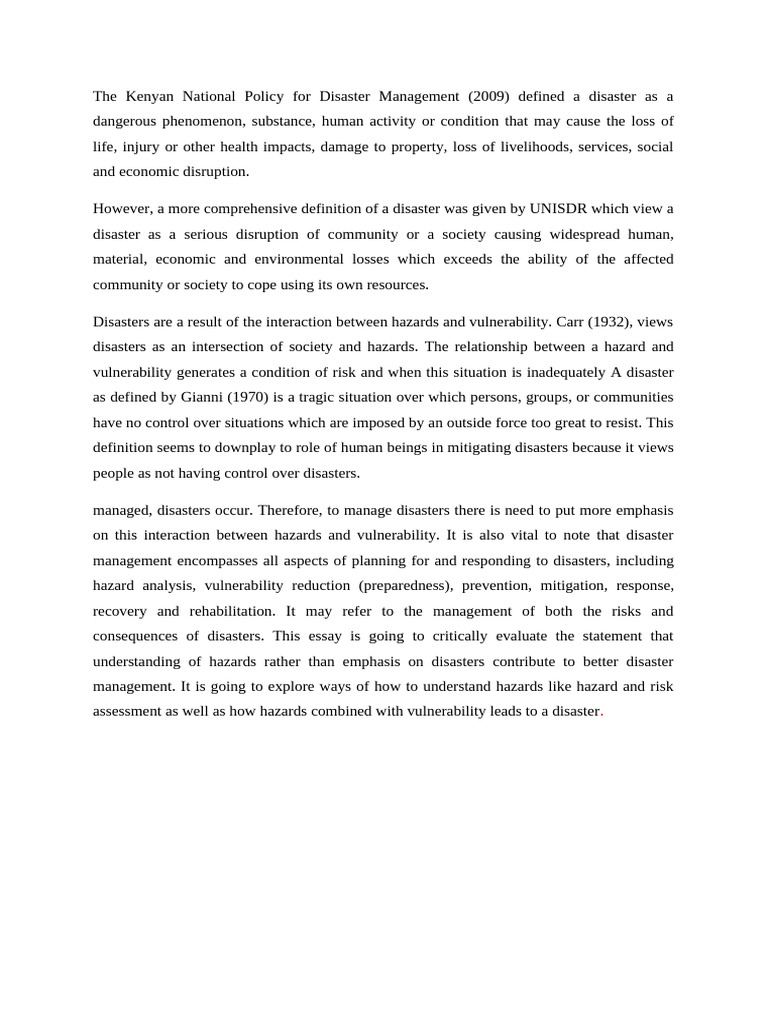 Understanding Hazards for Disaster Management | PDF