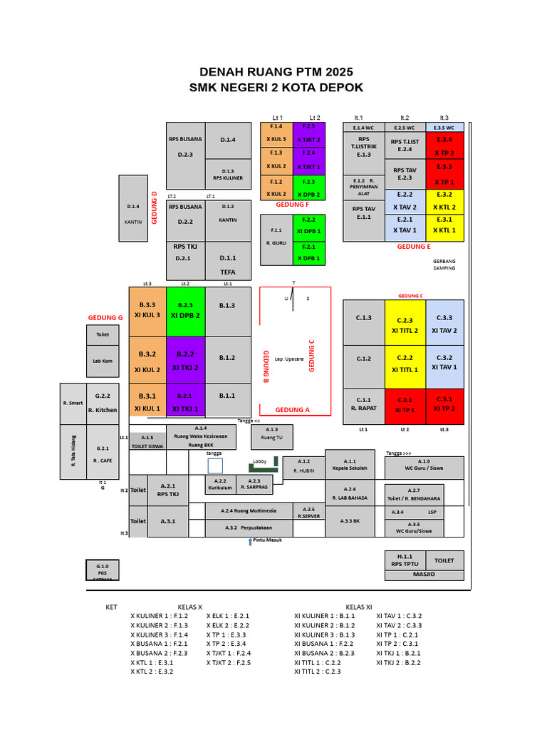 Denah Ptm 2025 Semester 1.Xlsx Kelas x Dan Xi.xlsx - Google Spreadsheet ...