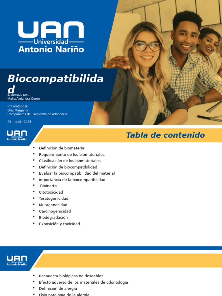 Biocompatibilidad en Biomateriales Odontológicos | PDF | Alergia | Medicina