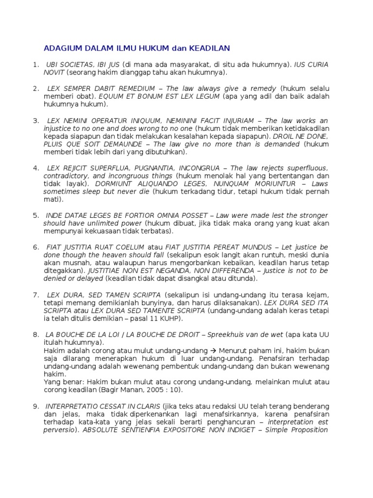 Adagium Hukum dan Keadilan | PDF