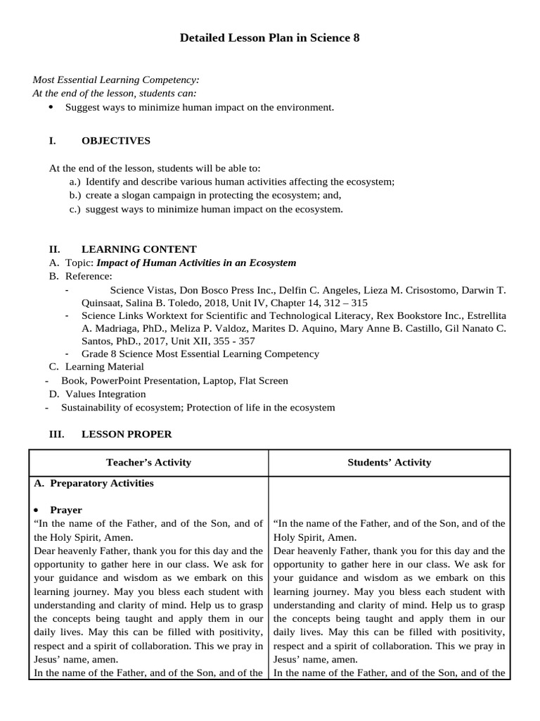 Completed - LESSON PLAN - MID DEMO GLGL - DLP S8 | PDF | Soil ...