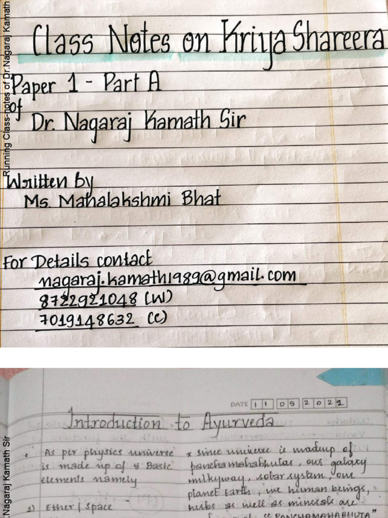 Kriya Shareer Paper 1 Part A Notes | PDF