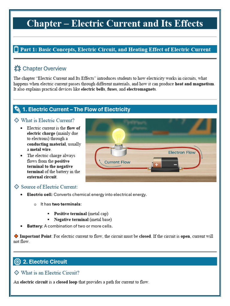 Chapter-10. Electric Current and Its Effects | PDF | Electric Current ...