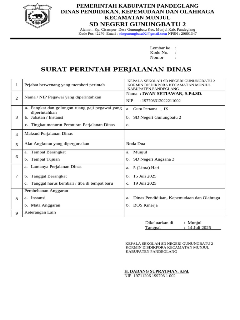 Contoh SPPD | PDF