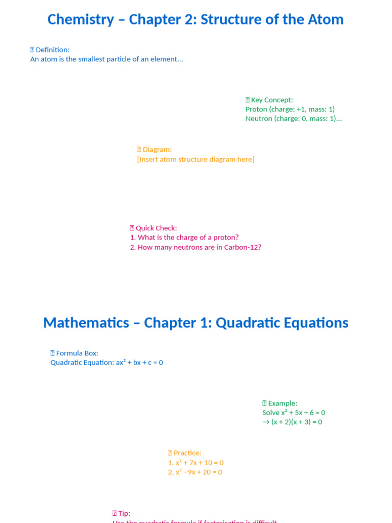 Form4 Chemistry Math Notes Template | PDF