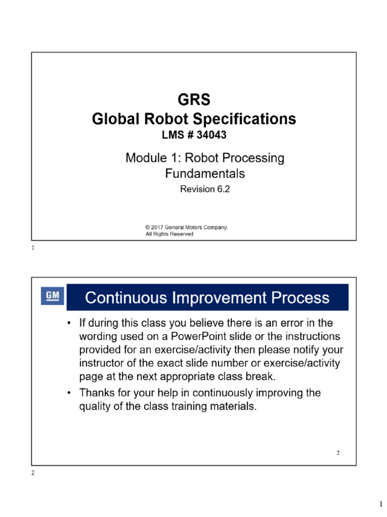 GM Global Robot Specifications (GRS) Overview | PDF