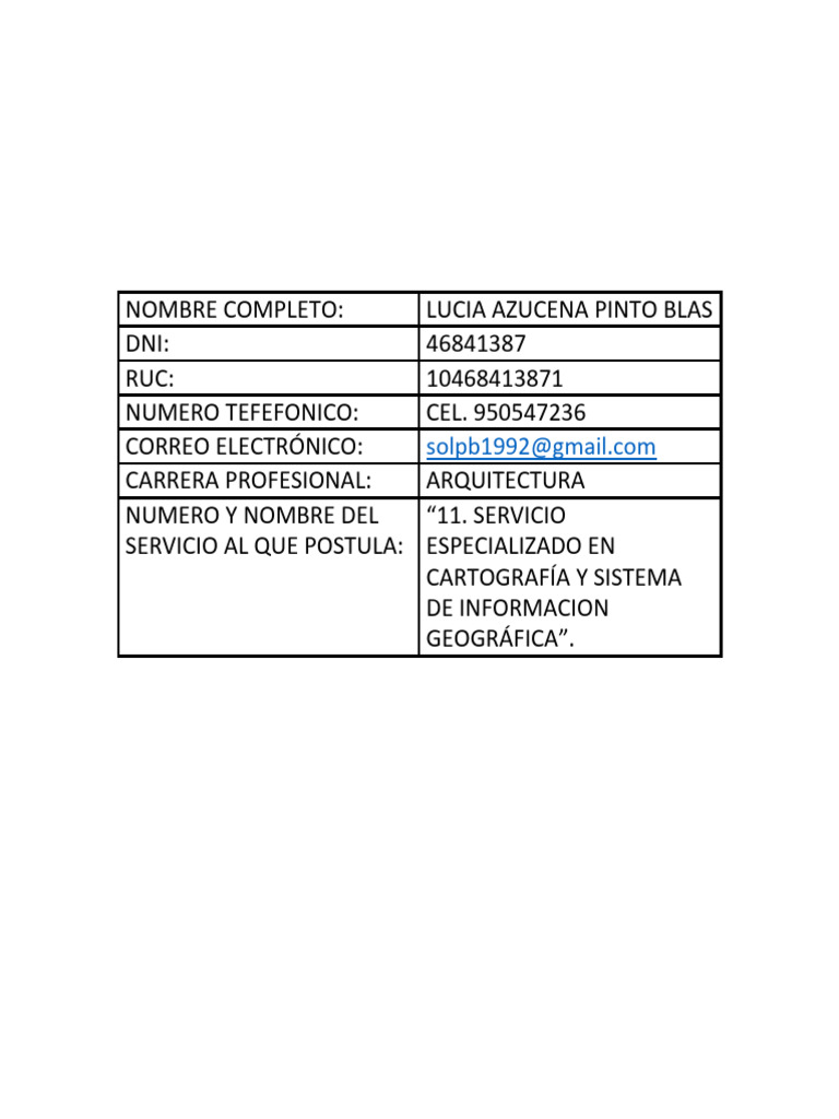 CV - Lucia Azucena Pinto Blas | PDF