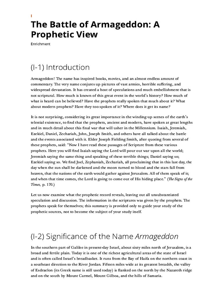 The Battle of Armageddon - A Prophetic View | PDF | Armageddon | Book ...