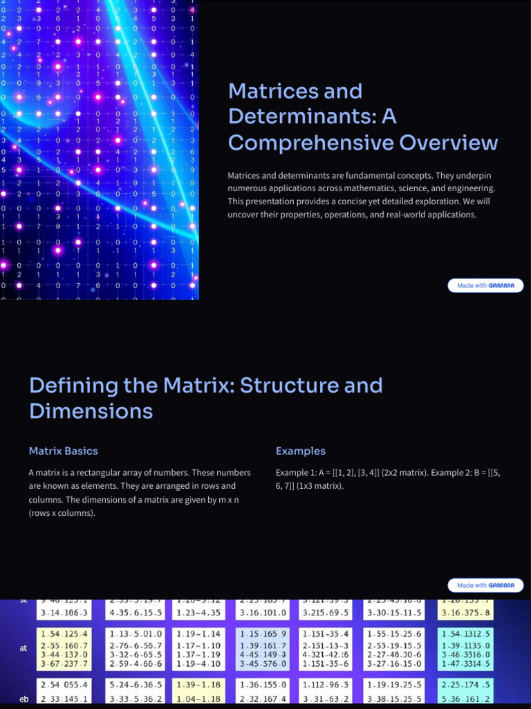 Matrices and Determinants A Comprehensive Overview | PDF | Matrix ...