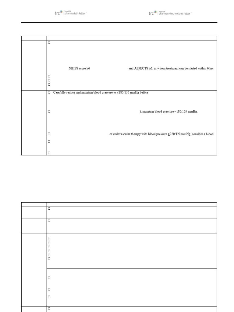 Ischemic Stroke Checklist | PDF | Stroke | Blood Pressure