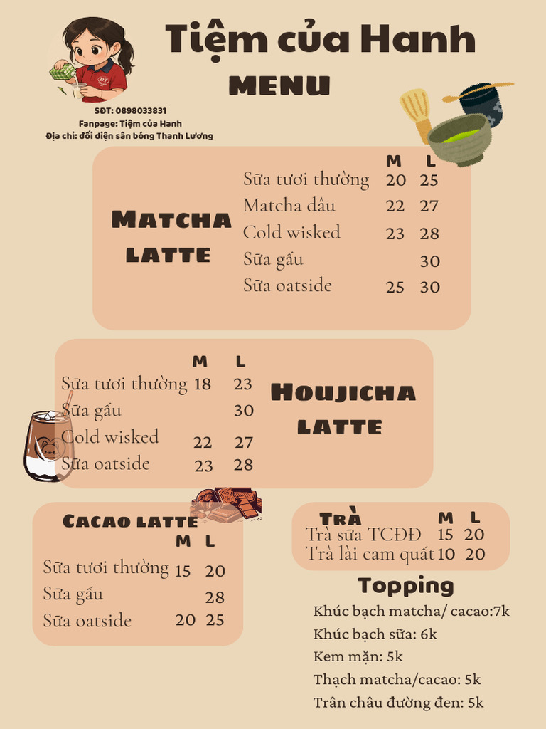 Menu Tiệm Của Hanh | PDF
