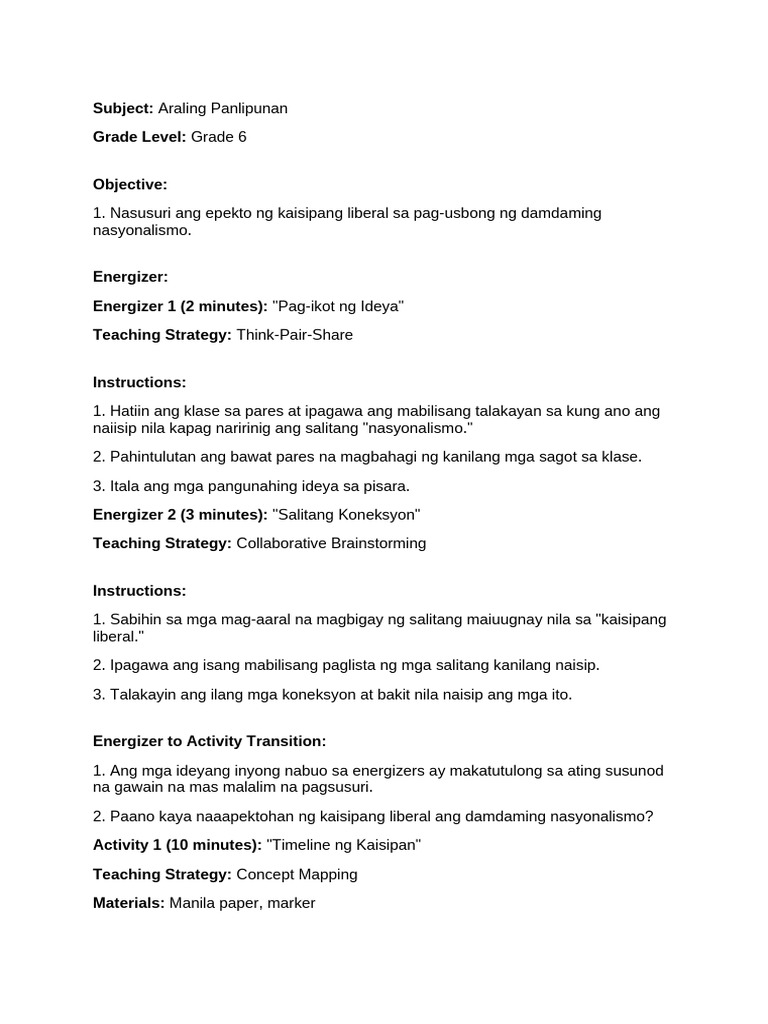 Ap6 Lesson Plan | PDF