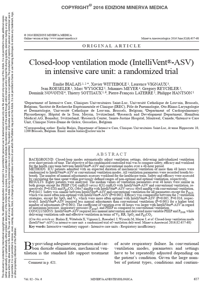 2 - Closed-Loop Ventilation Mode (IntelliVent®-ASV) | PDF | Medicine ...