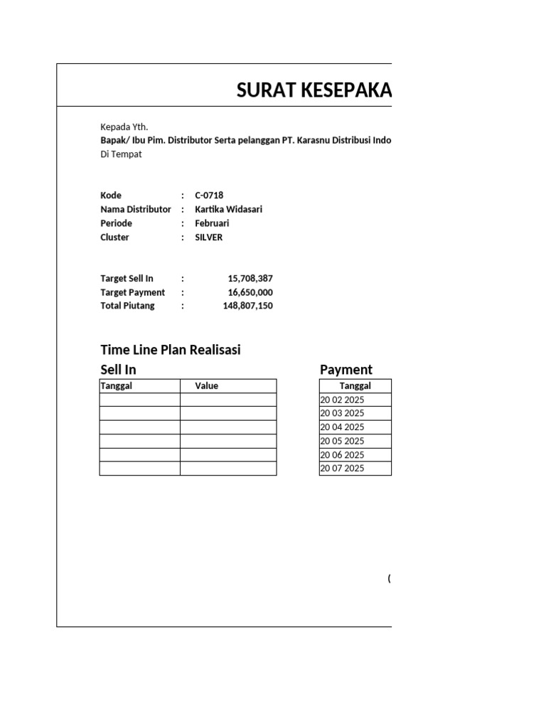 Surat Kesepakatan Kartika | PDF