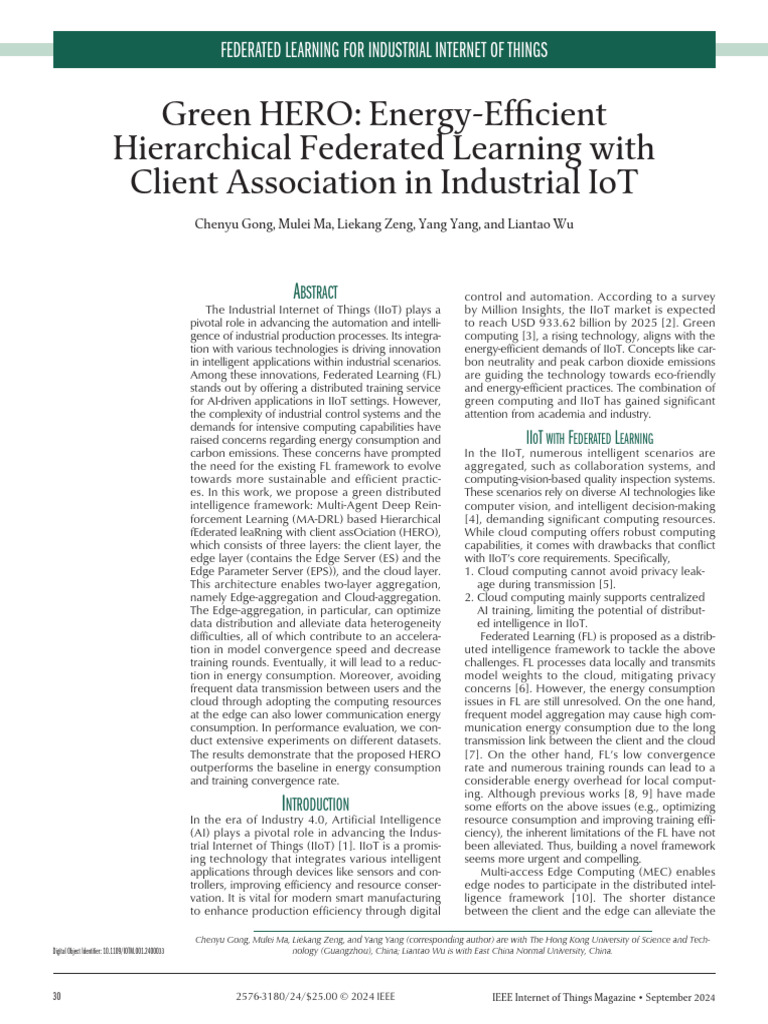 Green HERO Energy-Efficient Hierarchical Federated Learning With Client Association in ...