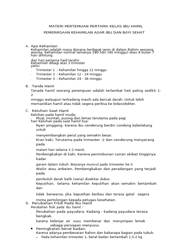 Contoh Materi Kelas Bumil | PDF