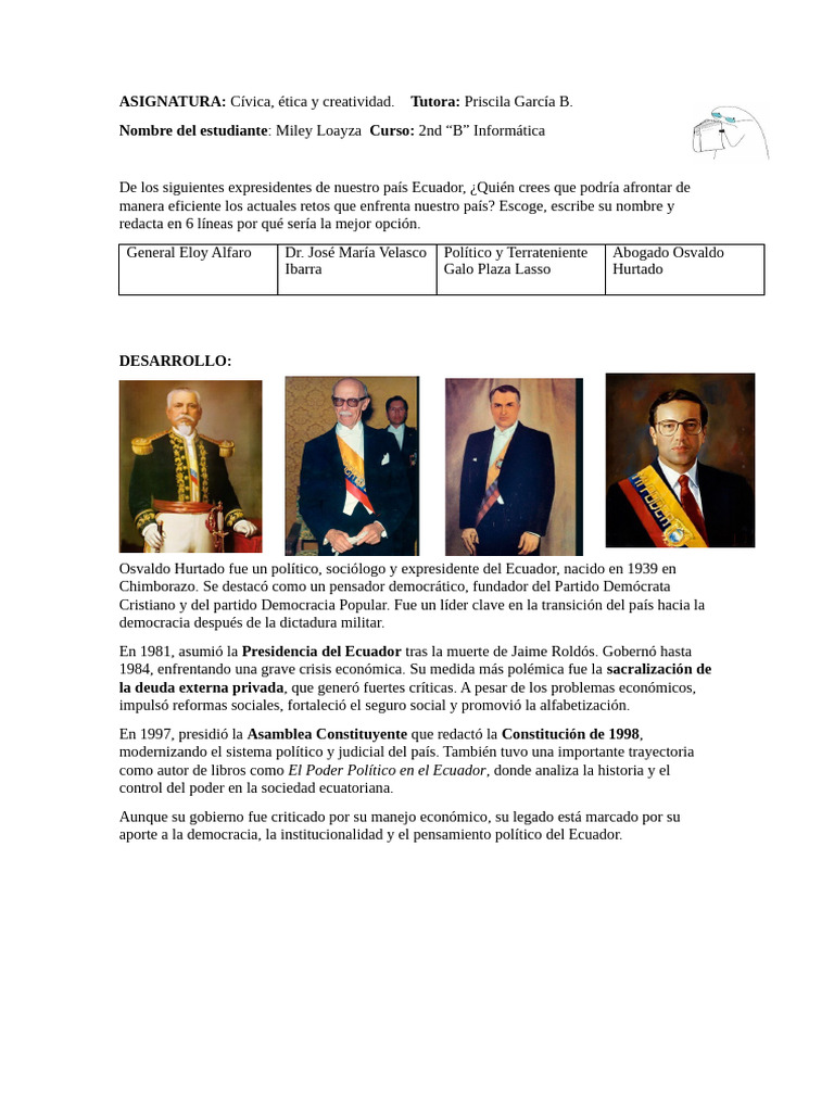 Osvaldo Hurtado Legado Democrático En Ecuador Pdf