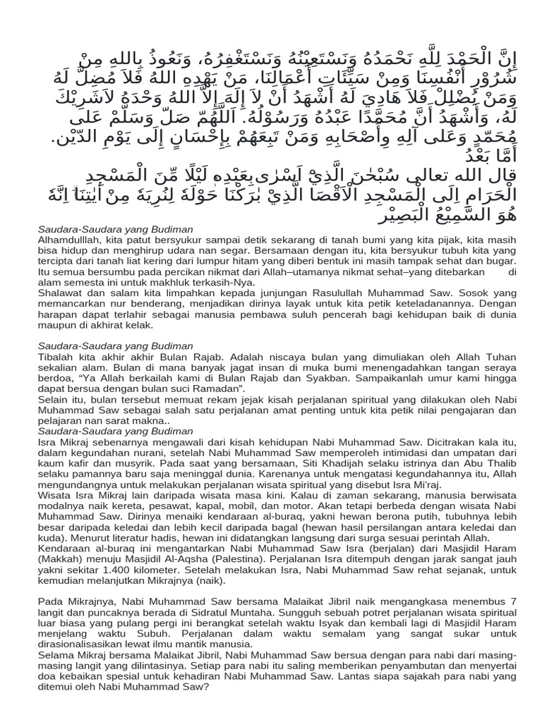 Pesan Spiritual Isra Mikraj Nabi Muhammad | PDF