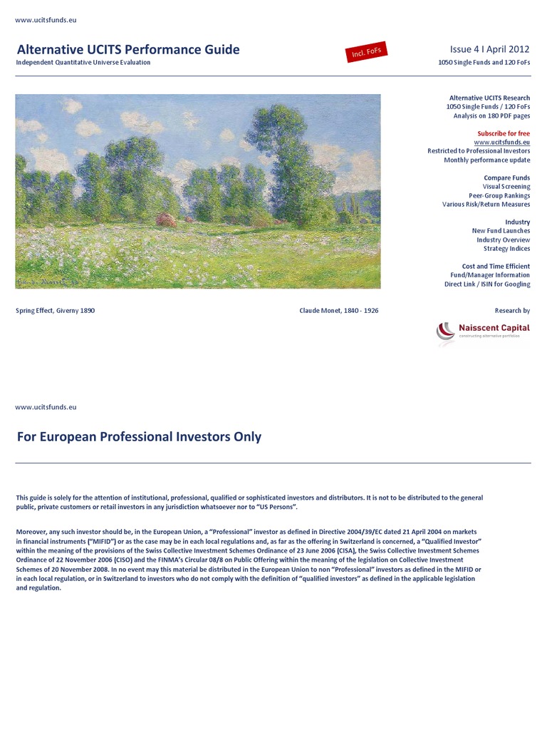 UCITS Hedge Funds Performance Guide 2012 04 | PDF | Fund Of Funds ...