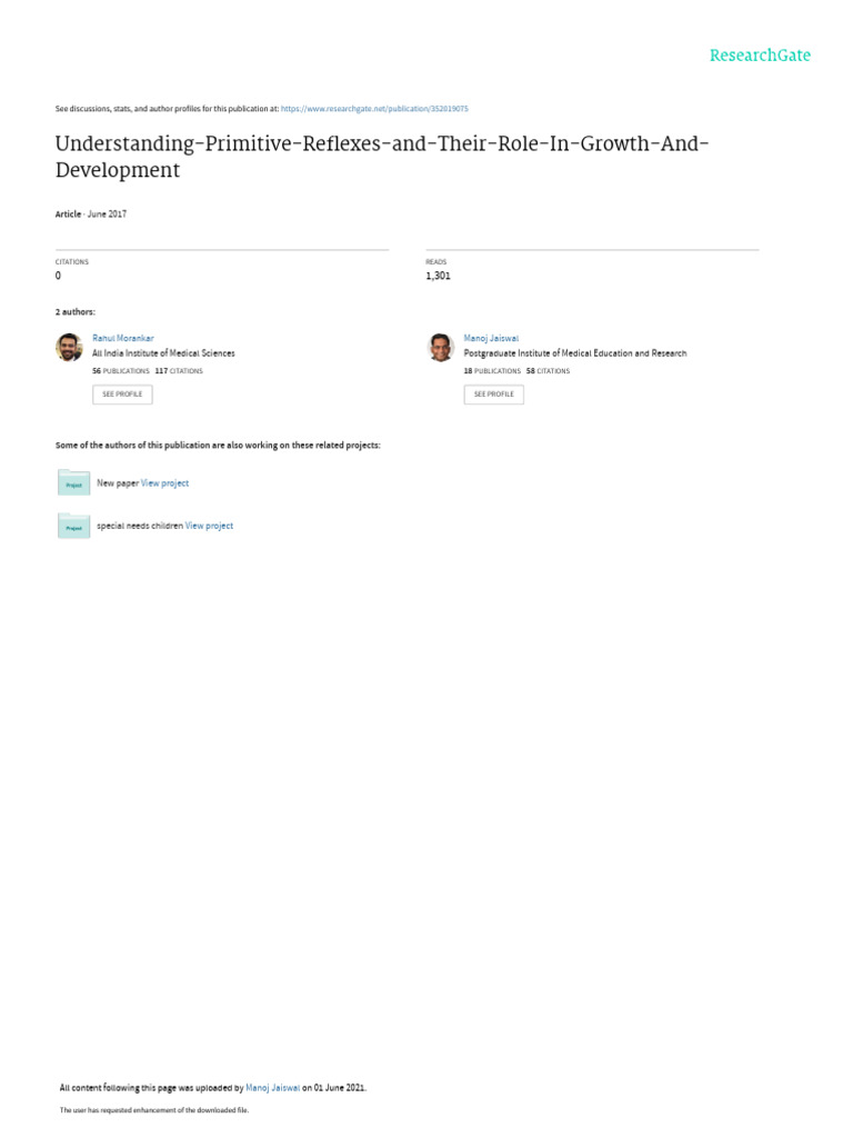 Understanding Primitive Reflexes and Their Role in Growth and Development | PDF | Anatomical ...