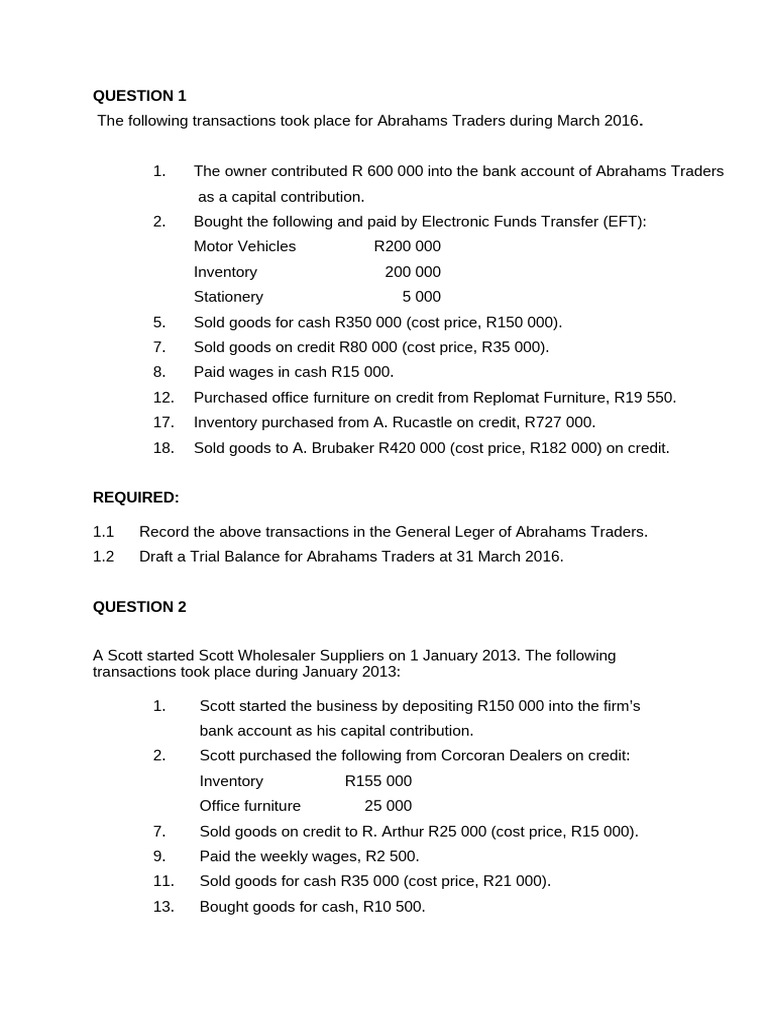 Chapter 5 General Ledger Exercises | PDF | Money | Business