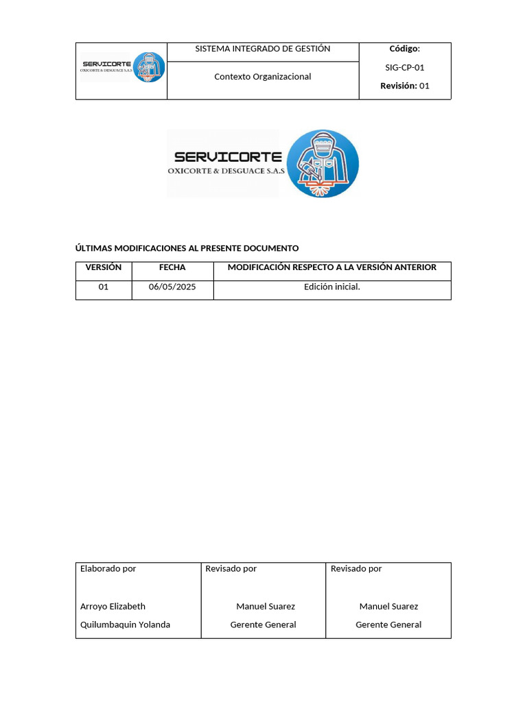 Contexto Organizacional - SERVICORTE EX | PDF | Reciclaje | Residuos