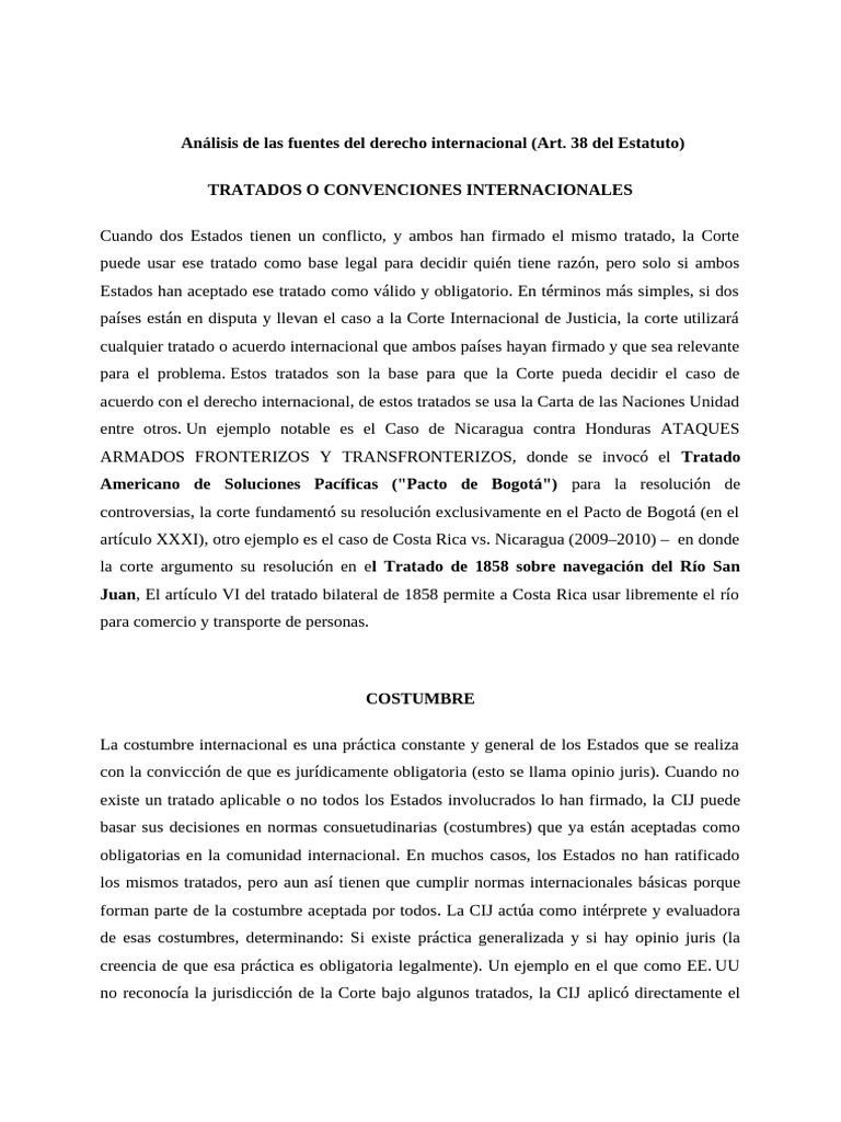 Análisis de Las Fuentes Del Derecho Internacional | PDF | Caso de ley ...