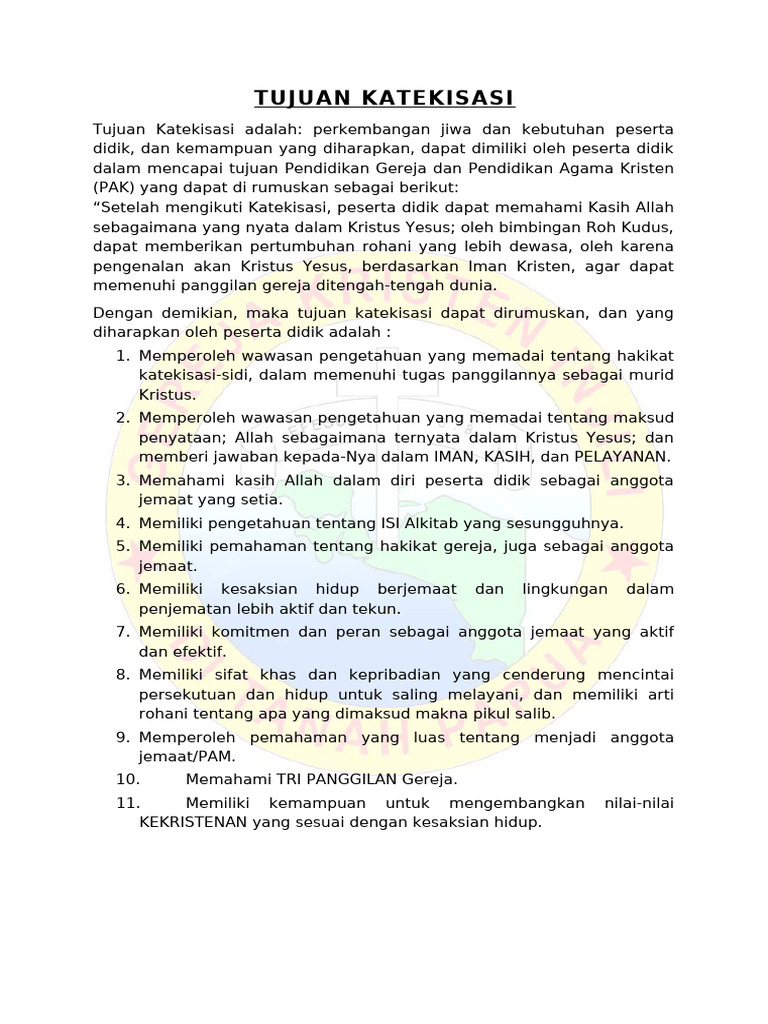 Tujuan dan Manfaat Katekisasi | PDF