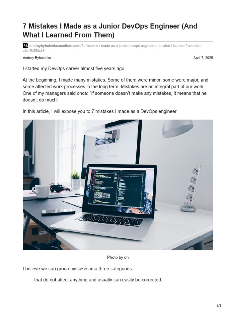 7 Mistakes I Made As A Junior DevOps Engineer and What I Learned From ...