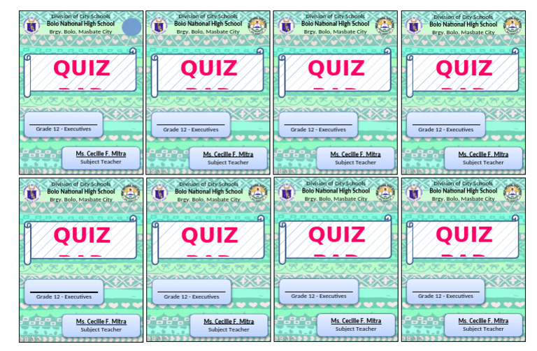 Quiz Pad Cover | PDF