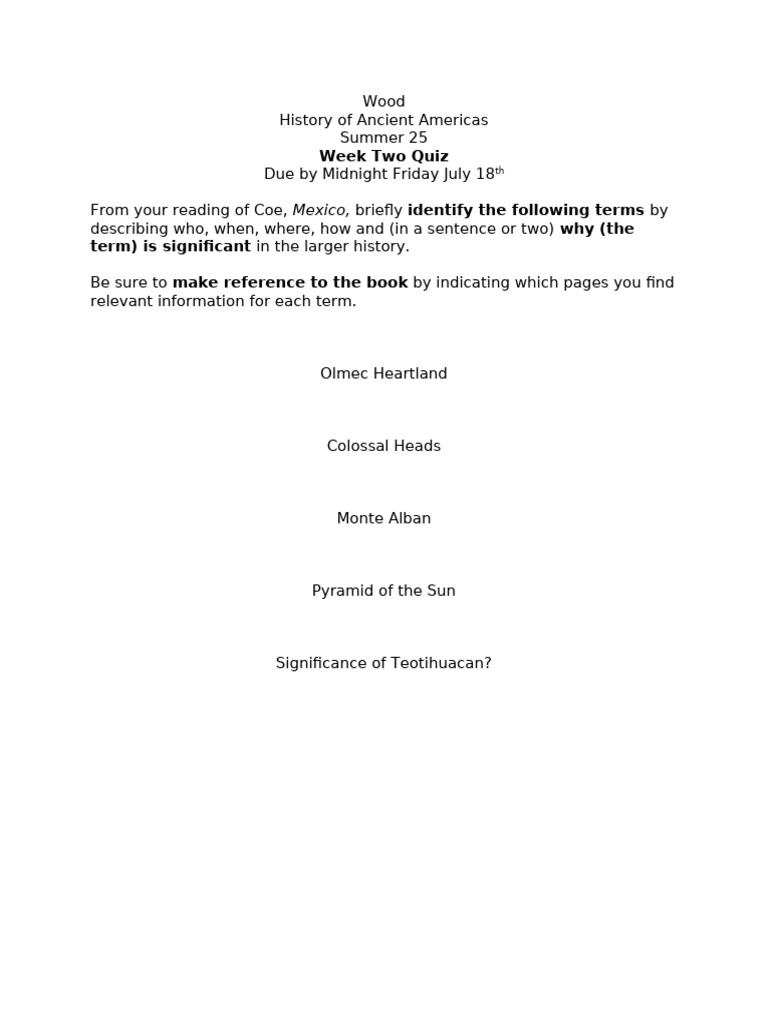 Ancient Americas Quiz: Key Terms Explained | PDF