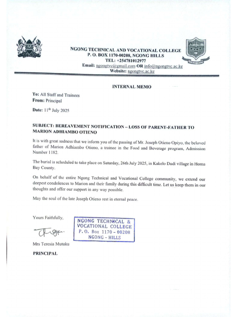 Bereavement Notification | PDF