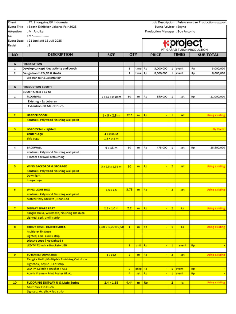 REV3 - Quotation Production ZXTec Booth at Lebaran & Jakarta Fair 2025 by TProject - 2 | PDF