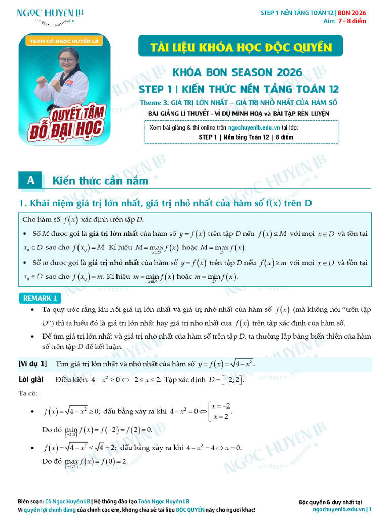 Theme 3 Gia Tri Lon Nhat - Gia Tri Nho Nhat Cua Ham So 3f3187b6 2a48 ...