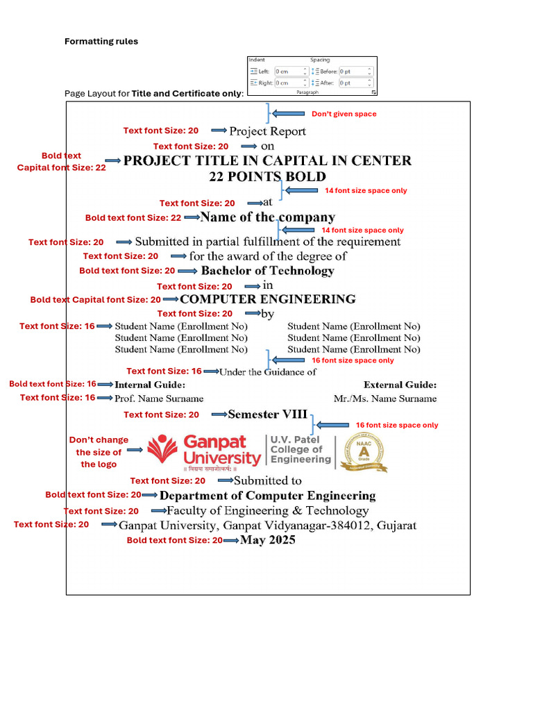 REPORT Title Page and Certificate Page Formatting Rules 2025 | PDF | Typefaces | Page Layout