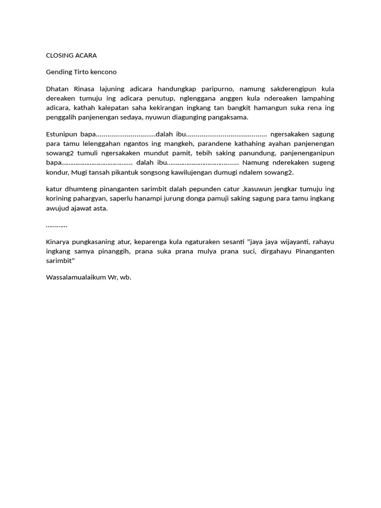 Closing MC | PDF