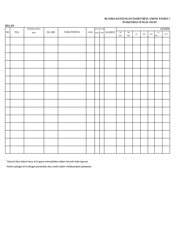 Blanko Kunjungan Kia Anc | PDF