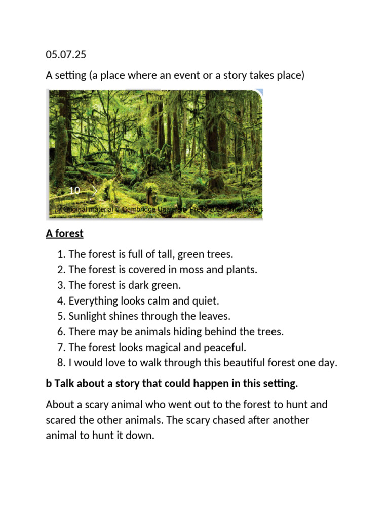 Describing a Setting and Story Ideas | PDF