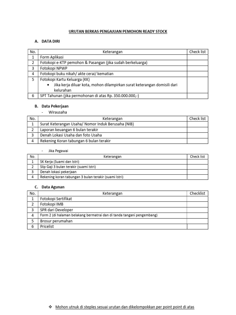 Berkas Pengajuan Pemohon Ready Stock | PDF