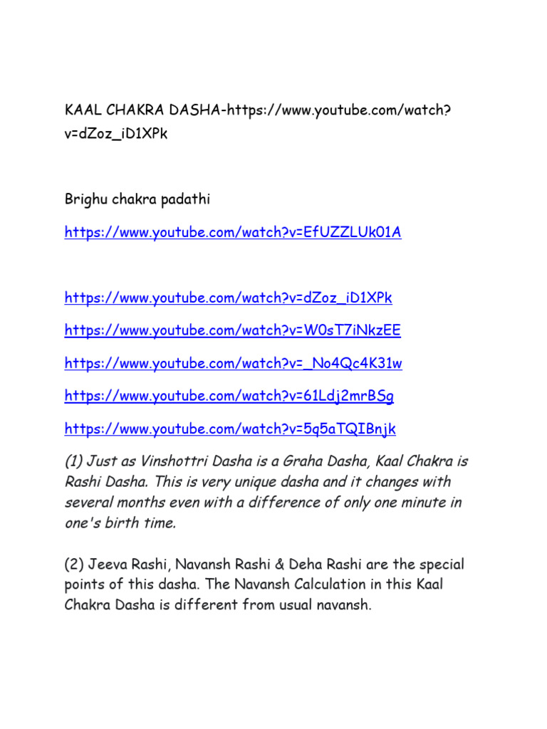 Kaal Chakra Dasha PDF Free | PDF | Planets In Astrology | Hindu Astrology