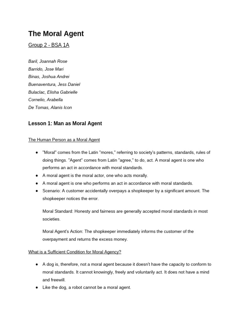 Understanding Moral Agency and Development | PDF | Conscience ...