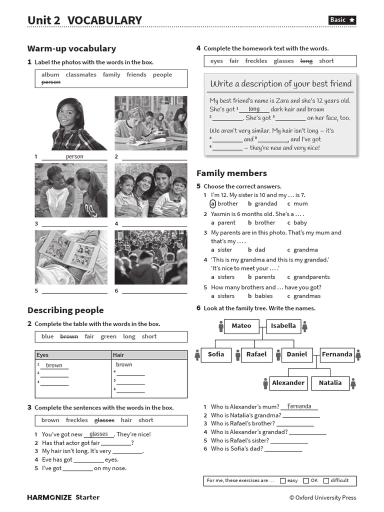 Harmonize ST TRM Unit 2 Vocab Grammar Worksheets | PDF