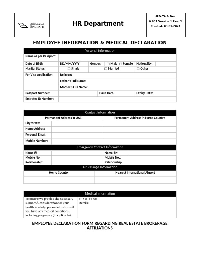 Employmnet Form For Completion - New Employment Application Form | PDF ...