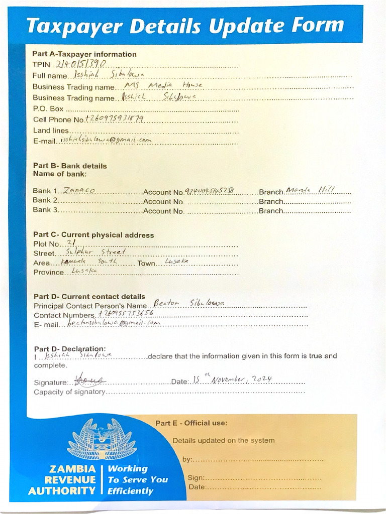 Taxpayer Update Form | PDF