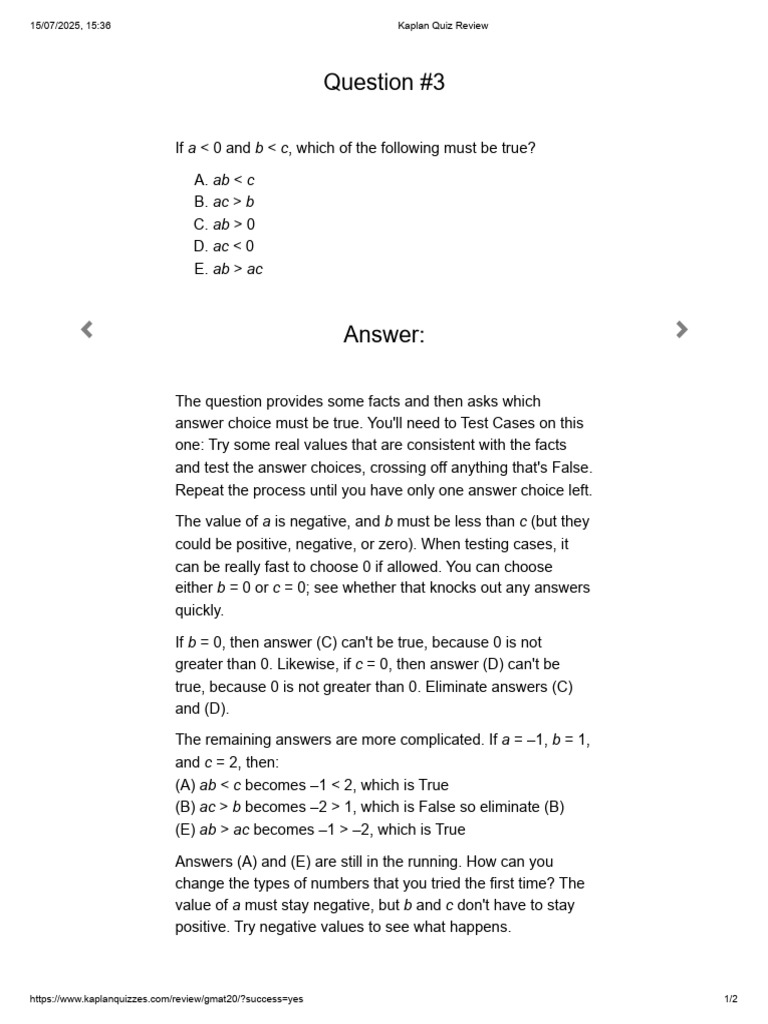 GMAT Question Analysis: Inequalities | PDF