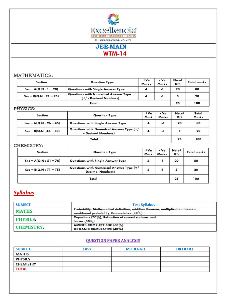SR Star MPC (Jee Mains-Wtm - 16) - 19!07!25 - QP & Sol-1 | PDF ...