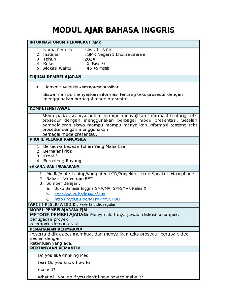 Modul 12. Procedure Text | PDF