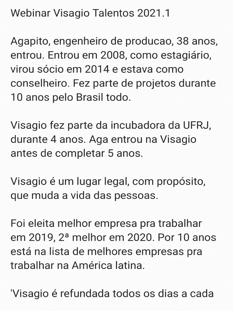 Webinar Visagio - 250530 - 225902 | PDF